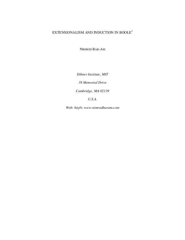 (PDF) Extensionalism and Induction in Boole