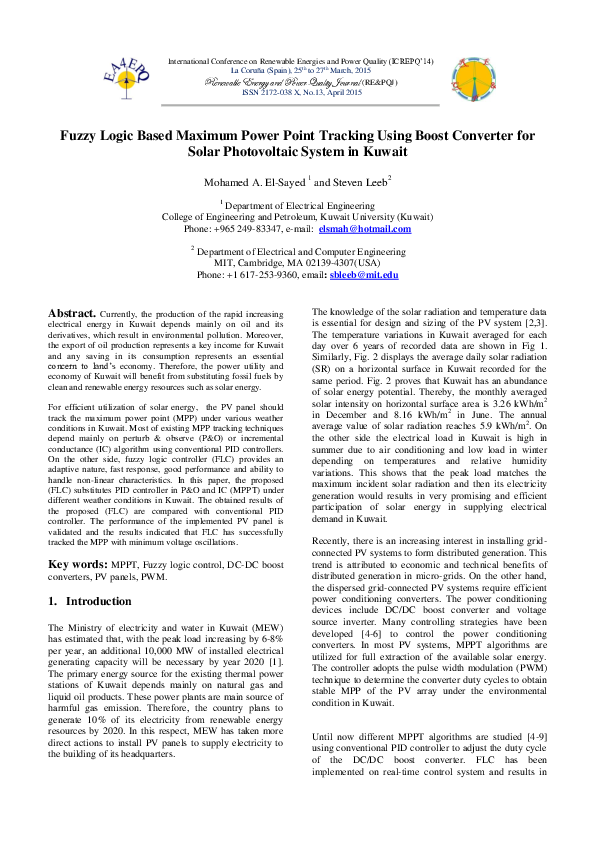 (PDF) Fuzzy Logic MPPT for Wind Energy Systems