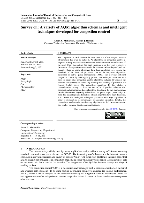Pdf Survey On A Variety Of Aqm Algorithm Schemas And Intelligent Techniques Developed For