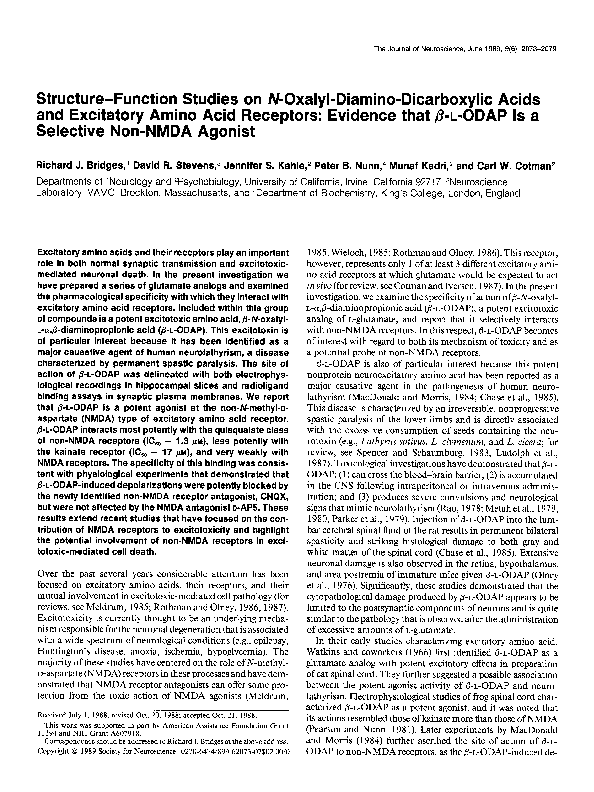 (PDF) Selective Non-NMDA Agonist: beta-L-ODAP