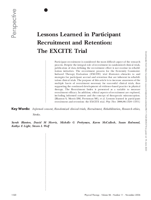 (PDF) Lessons Learned in Participant Recruitment and Retention: The ...