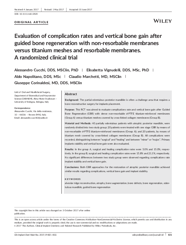 (PDF) Evaluation of complication rates and vertical bone gain after ...