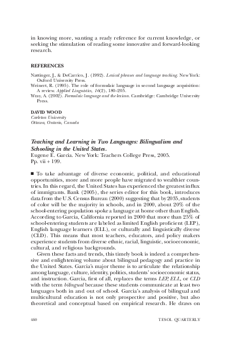 (PDF) Teaching and Learning in Two Languages: Bilingualism and ...