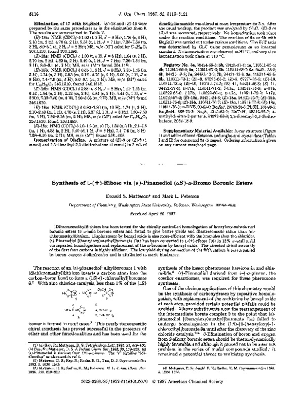 (PDF) Synthesis of L-(+)-ribose via (S)-pinanediol (.alpha.S)-.alpha ...