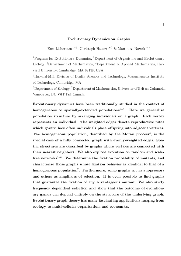 (PDF) Evolutionary dynamics on graphs