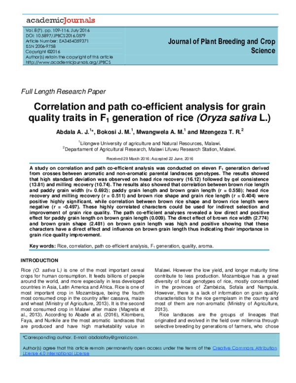 (PDF) Correlation and Path Coefficient Analysis for Yield and Yield Components of Soybean ...