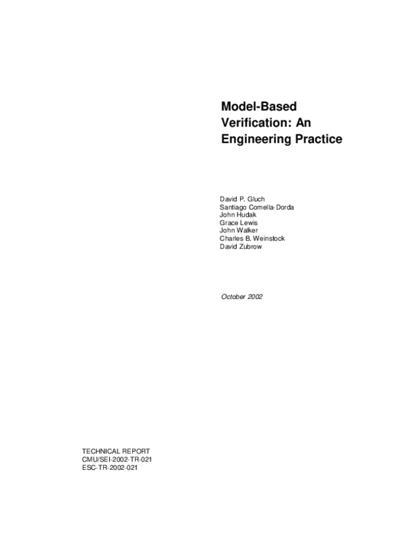 (PDF) Model-Based Verification: An Engineering Practice