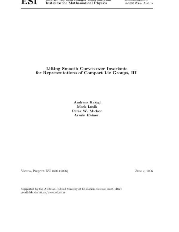 (PDF) Lifting smooth curves over invariants for representations of compact Lie groups, II