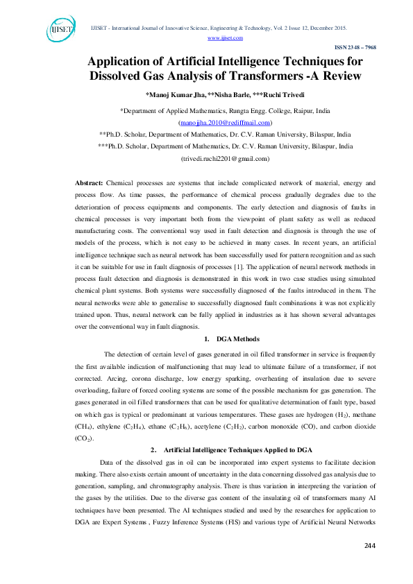 (PDF) Application of Artificial Intelligence Techniques for Dissolved ...