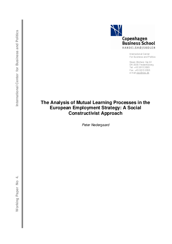 (PDF) The analysis of mutual learning processes in the European ...