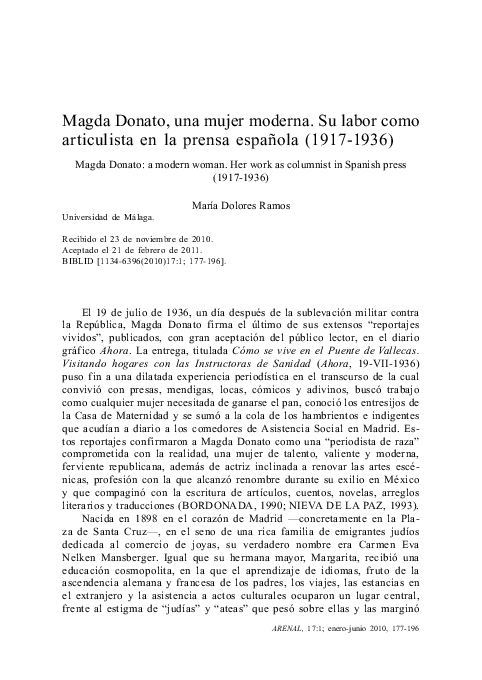(PDF) Magda Donato, una mujer moderna. Su labor como articulista en la ...