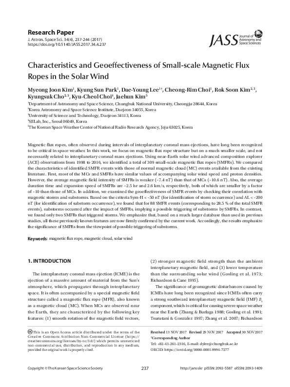 (PDF) Characteristics and Geoeffectiveness of Small-scale Magnetic Flux ...