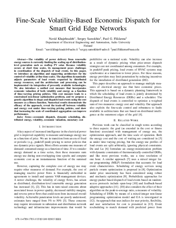 (PDF) Fine-scale volatility-based economic dispatch for smart grid edge networks