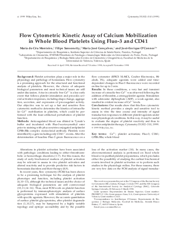(PDF) Flow cytometric kinetic assay of calcium mobilization in whole ...