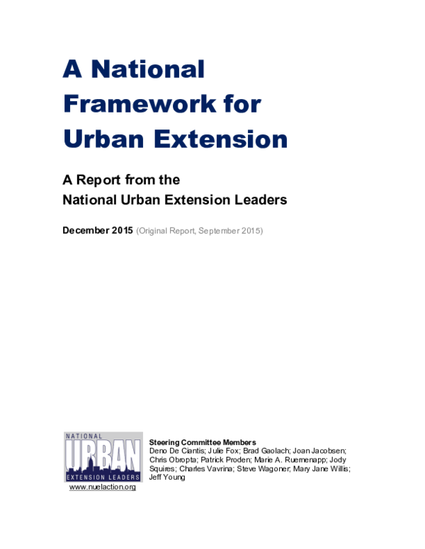 (PDF) A National Framework for Urban Extension A Report from the ...