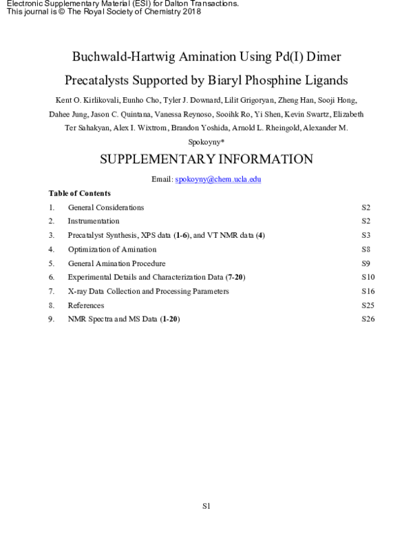 Buchwald-Hartwig amination using Pd(i) dimer precatalysts supported by ...