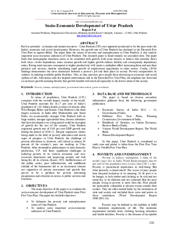 (PDF) Socio-Economic Development of Uttar Pradesh