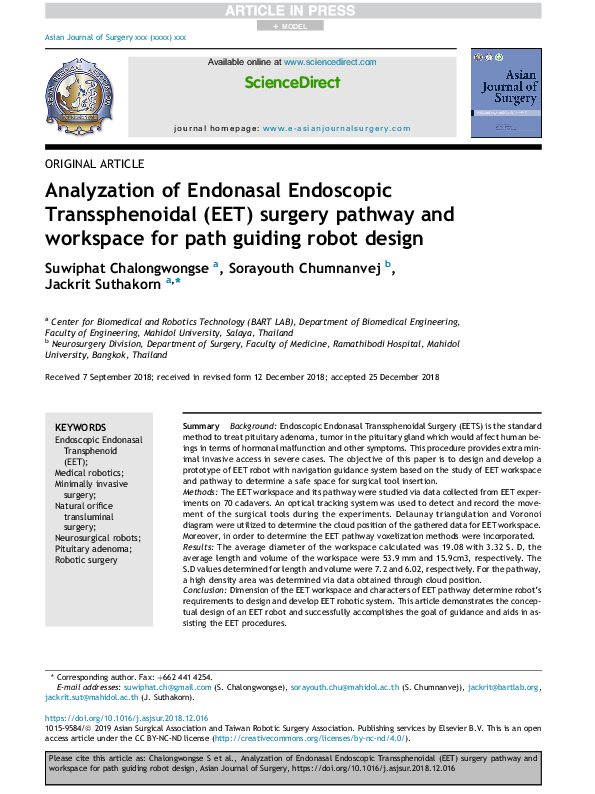 (PDF) Analyzation of Endonasal Endoscopic Transsphenoidal (EET) surgery ...