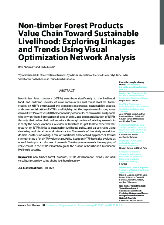 (PDF) Non-timber Forest Products Value Chain Toward Sustainable ...