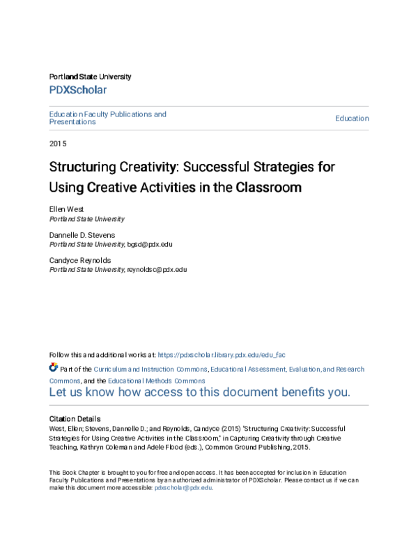 (PDF) Structuring Creativity: Successful Strategies for Using Creative ...