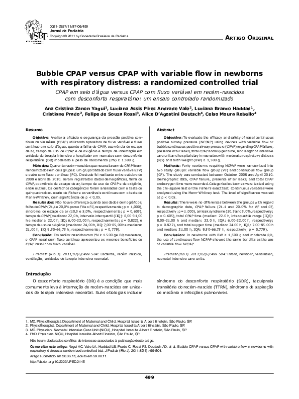 (PDF) Bubble CPAP versus CPAP with variable flow in newborns with ...