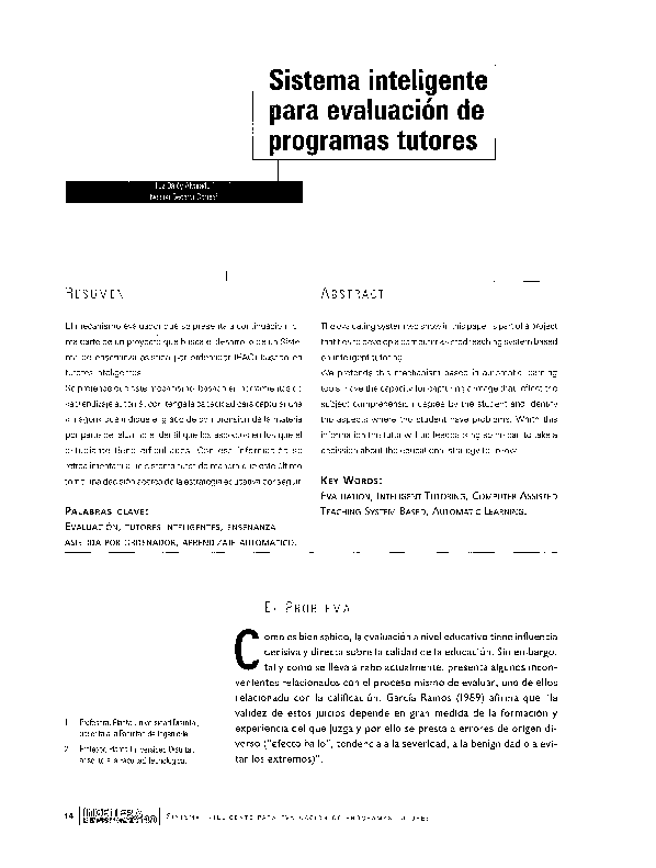 (PDF) Sistema inteligente para evaluación de programas tutores