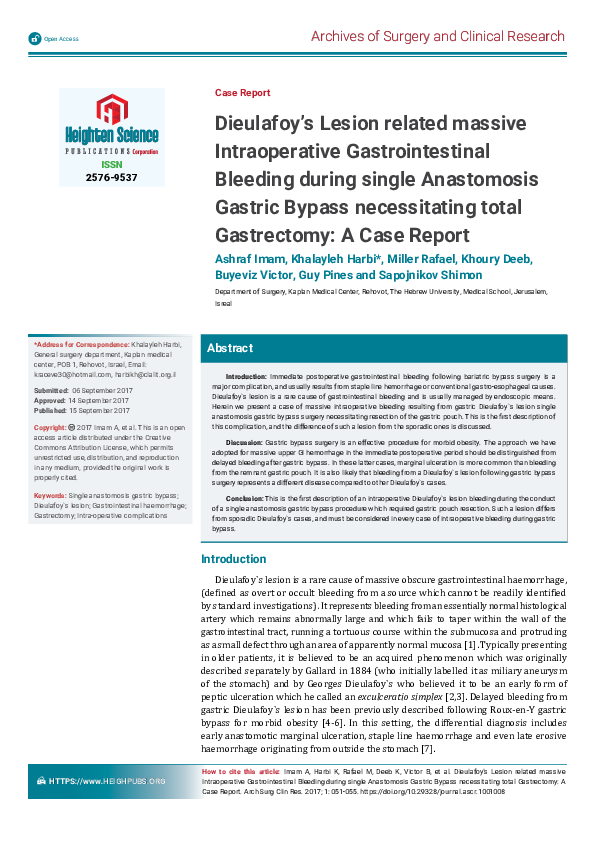 (PDF) Dieulafoy’s Lesion related massive Intraoperative ...