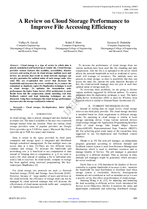 (PDF) A Review on Cloud Storage Performance to Improve File Accessing ...