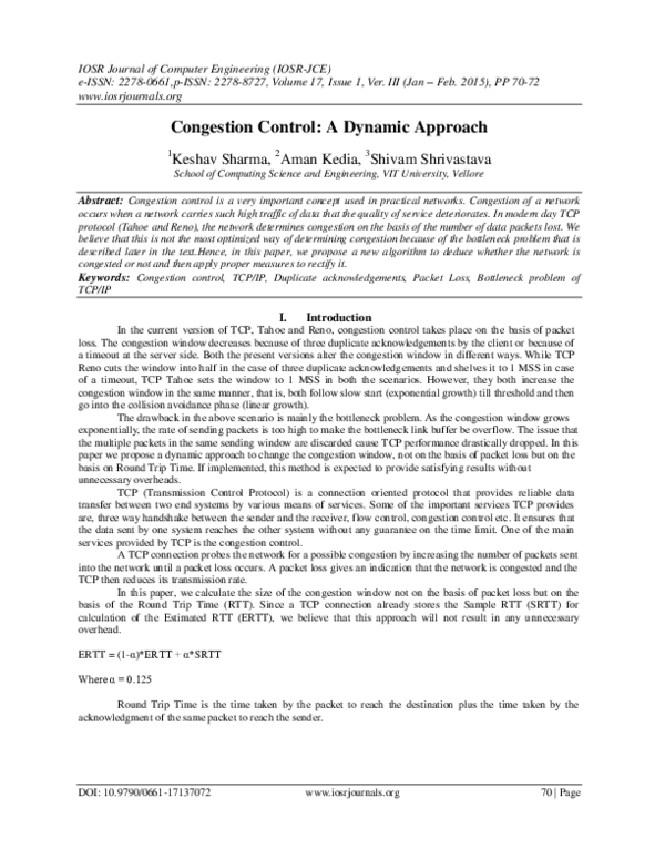 Pdf Congestion Control A Dynamic Approach Shivam Shrivastava