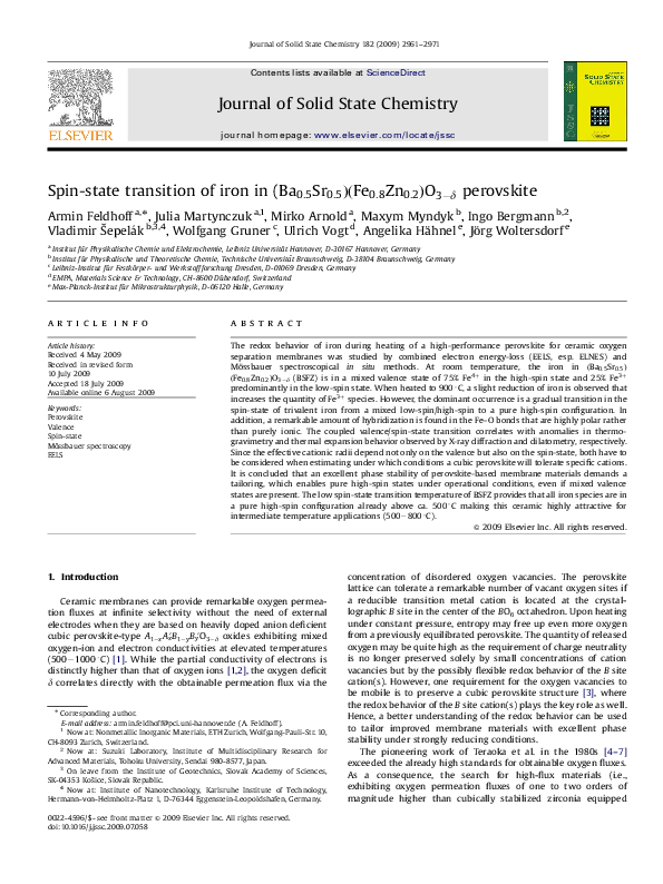 (PDF) Spin-state transition of iron in ( perovskite