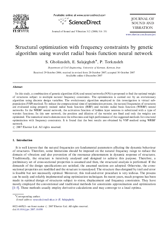 (PDF) Structural optimization with frequency constraints by genetic algorithm using wavelet ...