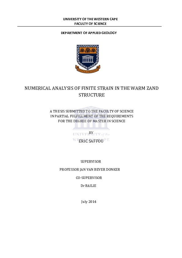 (PDF) Numerical Analysis of Finite Strain in the Warm Zand Structure