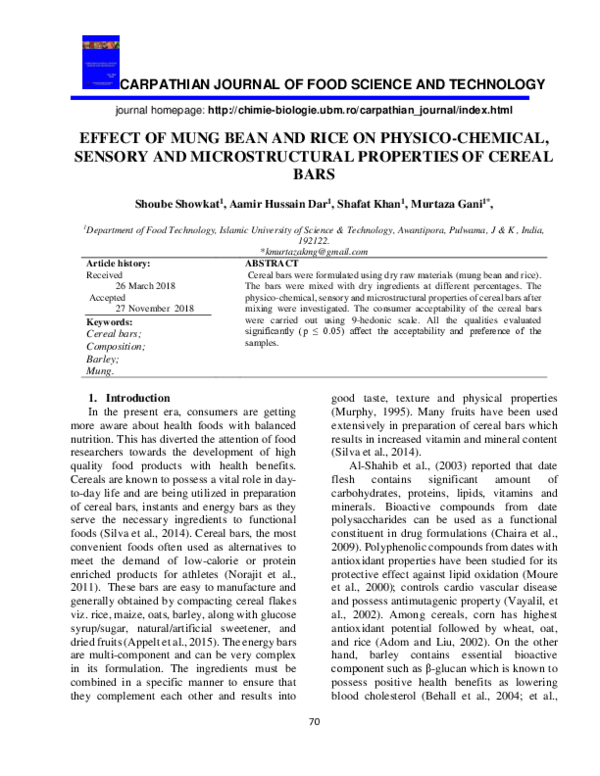 (PDF) Effect of Mung Bean and Rice on Physico-Chemical , Sensory and Microstructural Properties ...