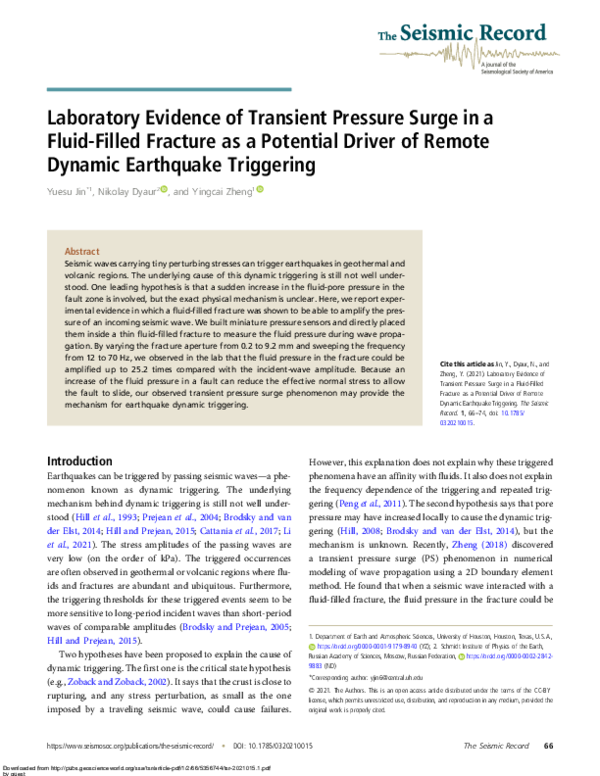 (PDF) Laboratory Evidence of Transient Pressure Surge in a Fluid-Filled ...