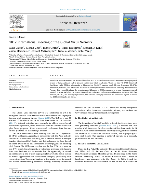 (PDF) 2017 international meeting of the Global Virus Network