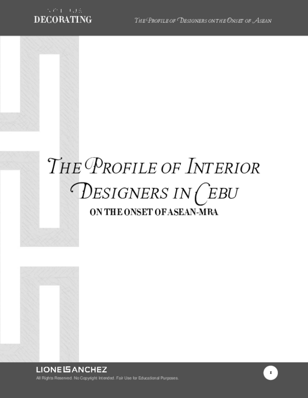(PDF) THE PROFILE OF INTERIOR DESIGNERS IN CEBU ON THE ONSET OF ASEAN ...