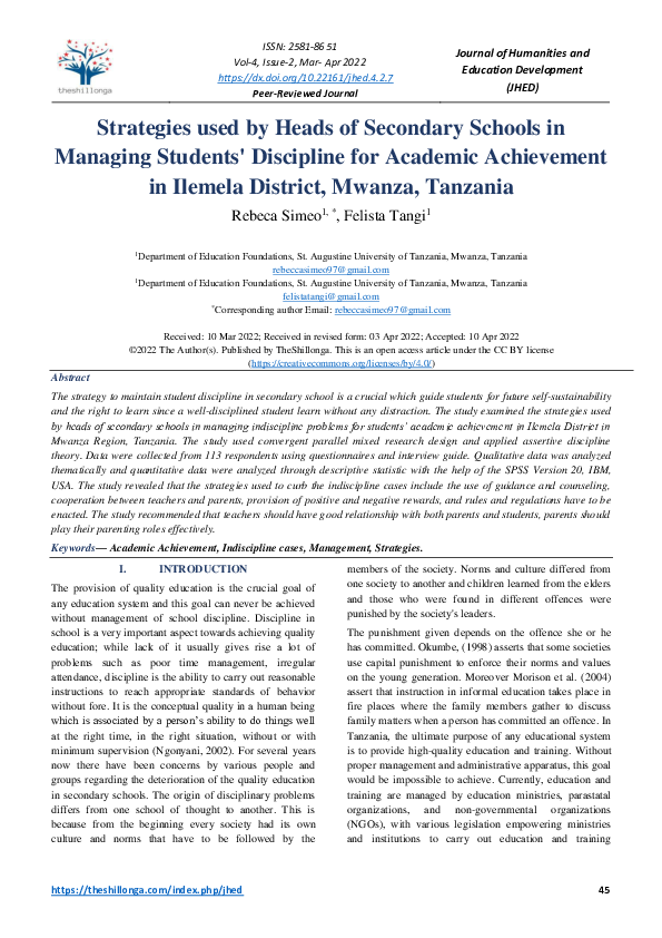 (PDF) Strategies used by Heads of Secondary Schools in Managing ...