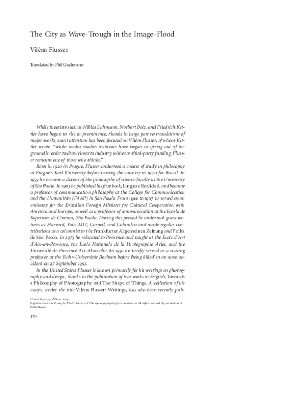 (PDF) The City as Wave‐Trough in the Image‐Flood