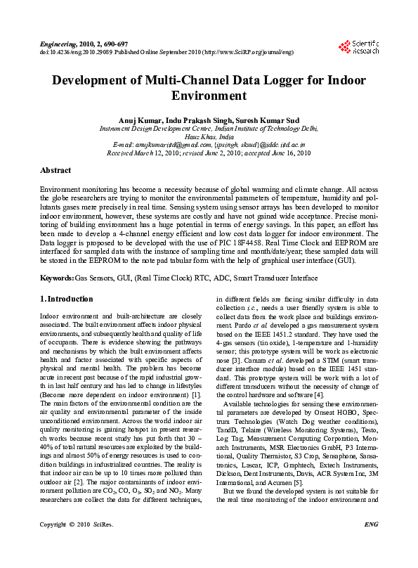 (PDF) Development of Multi-Channel Data Logger for Indoor Environment