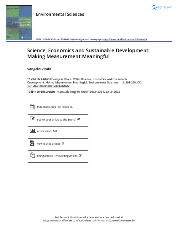 (PDF) Science, Economics and Sustainable Development: Making ...