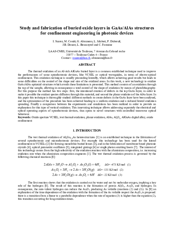 (PDF) Study and fabrication of buried oxide layers in GaAs/AlAs ...