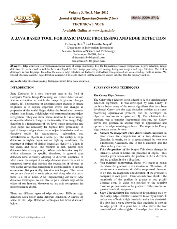 (PDF) A Java Based Tool for Basic Image Processing and Edge Detection | Tanistha Nayak ...