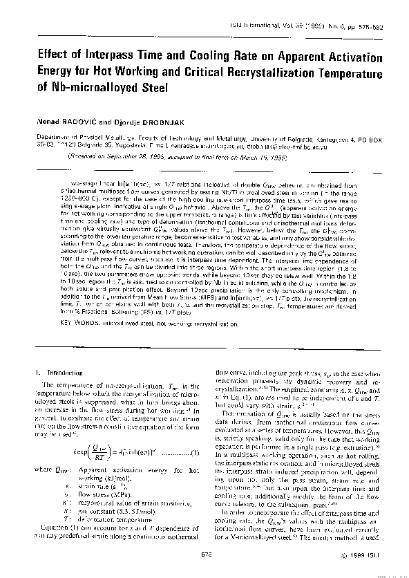(PDF) Effect of Interpass Time and Cooling Rate on Apparent Activation ...