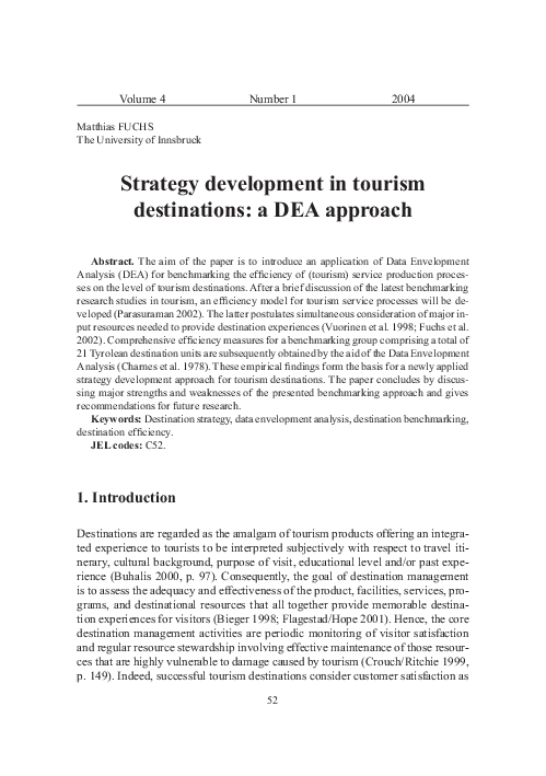 (PDF) Strategy development in tourism destinations: a DEA approach