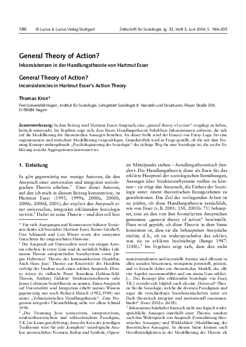 (PDF) General Theory of Action Inkonsistenzen in Der Handlungstheorie ...