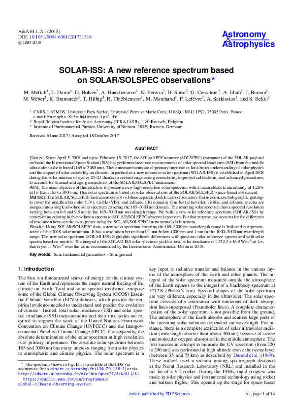 (PDF) SOLAR-ISS: A new reference spectrum based on SOLAR/SOLSPEC ...