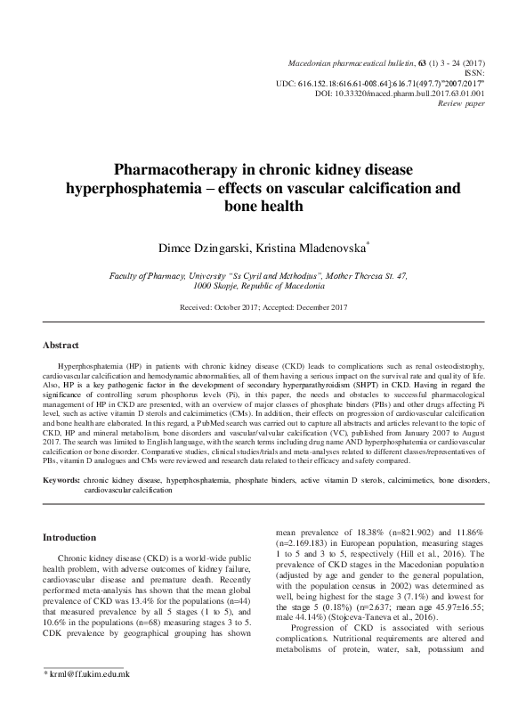 (PDF) Pharmacotherapy in chronic kidney disease hyperphosphatemia ...