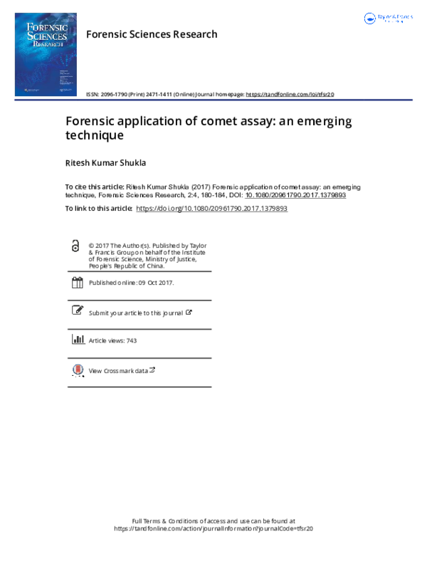 (PDF) Forensic application of comet assay: an emerging technique