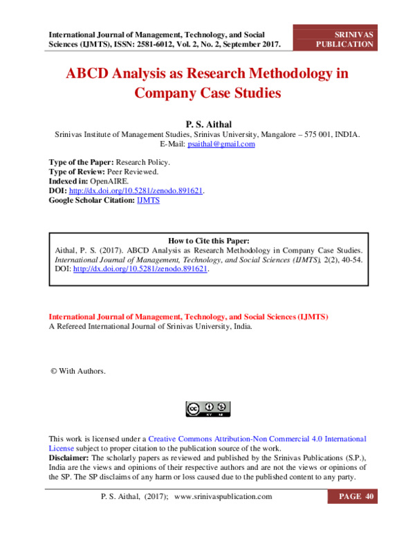(PDF) ABCD Analysis as Research Methodology in Company Case Studies