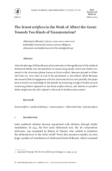 (PDF) The Sciant artifices in the Work of Albert the Great: Towards Two ...